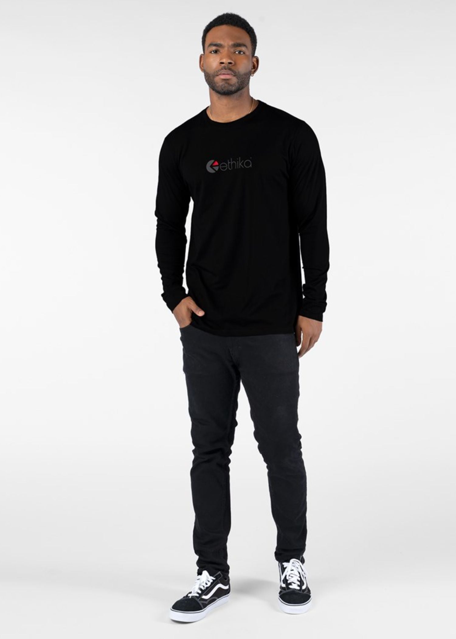 Mens Matte Logo Longsleeve Tee - Black – Ethika Australia